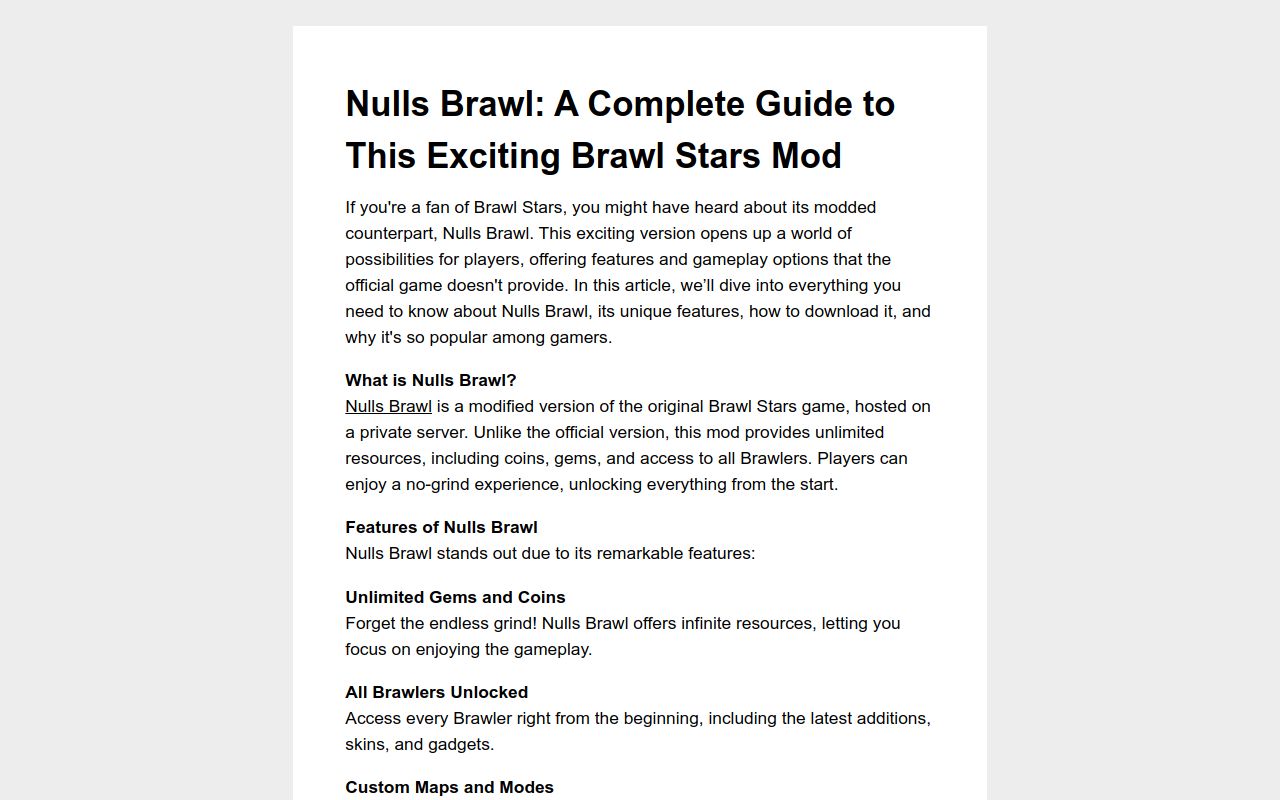 Nulls Brawl: Unlock Unlimited Gaming Fun with This Mod